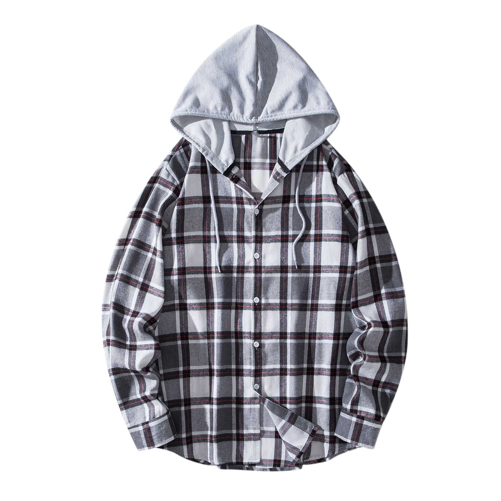 Today Clearance Sale!TMOYZQ Mens Flannel Hoodie Drawstring Hooded Plaid ...