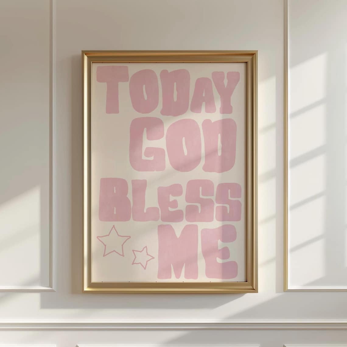 Today God Bless Me Poster Pink Retro Christian Typography Wall Art for ...