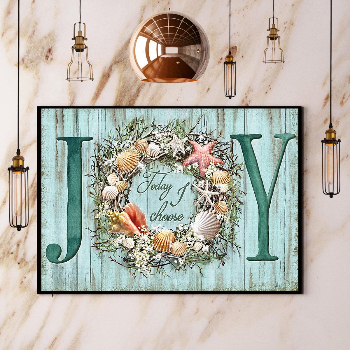 Today I Choose Joy Arca & Starfish Wreath Vintage Horizontal Paper Poster No Frame 24 x 36 Inch ...