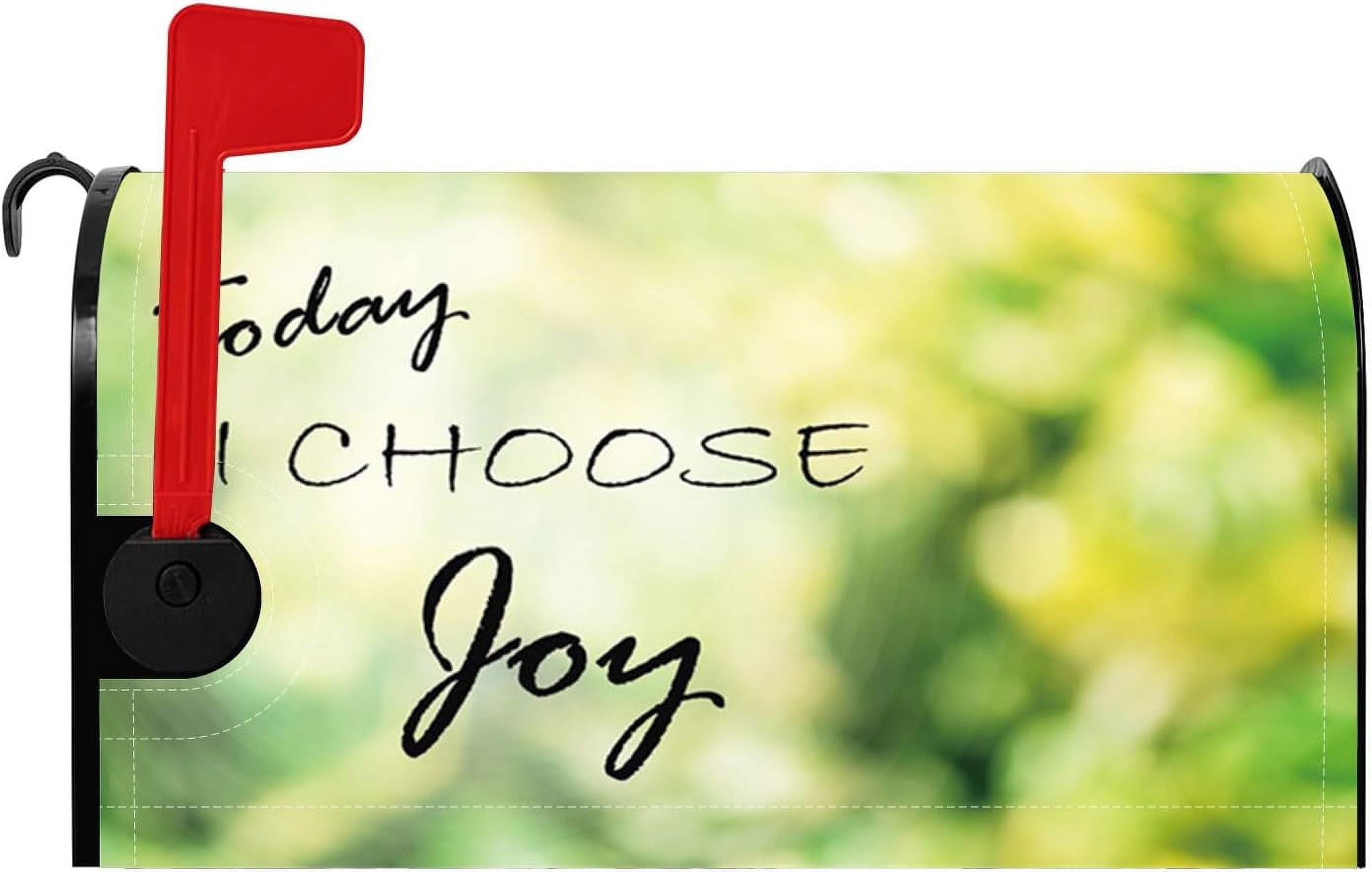 "Today I Choose Joy" Mailbox Cover - Green Spring Leaves Magnetic Bokeh ...