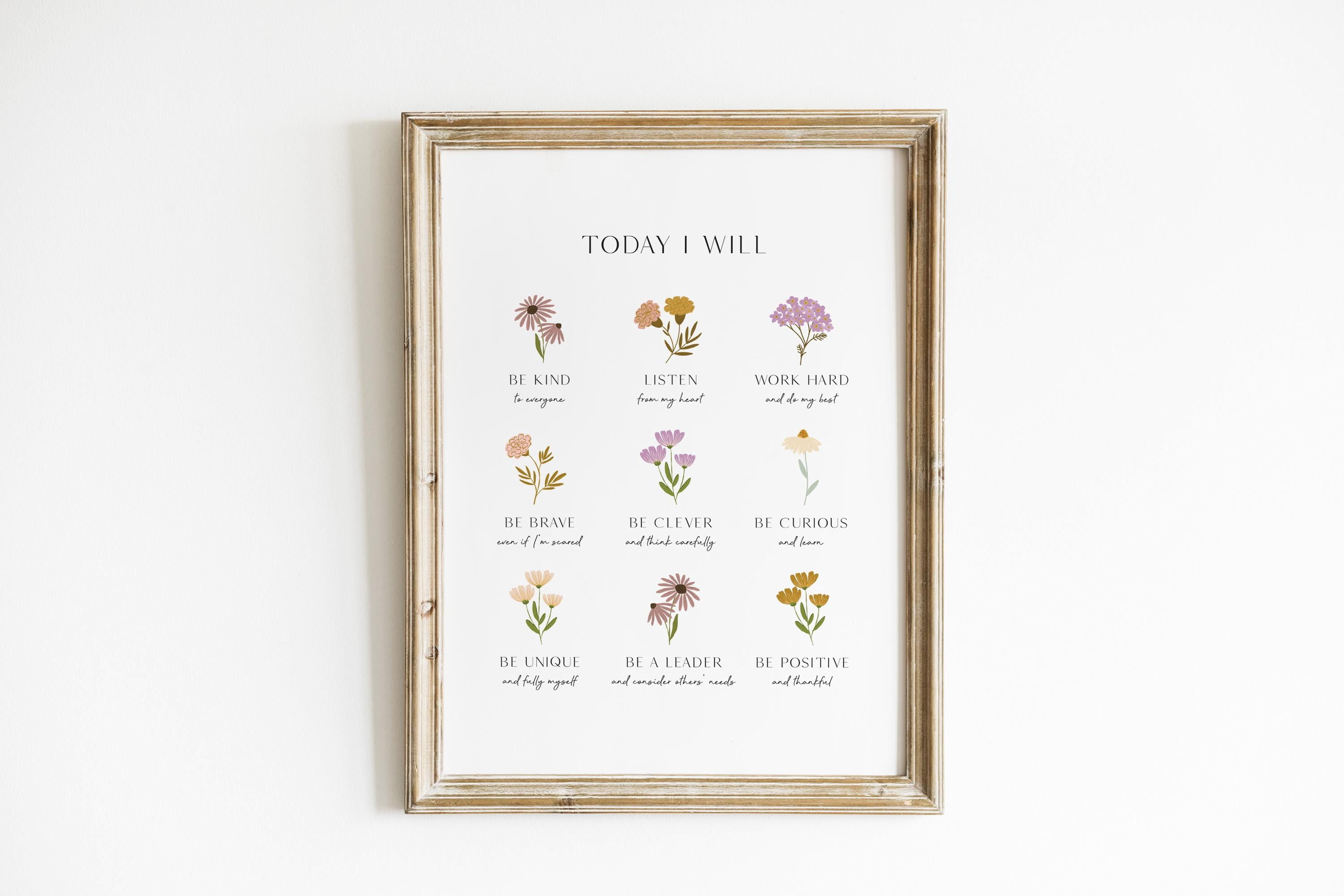 Today I Will Nursery Wall Art Wildflower Nursery Affirmations For Kids ...