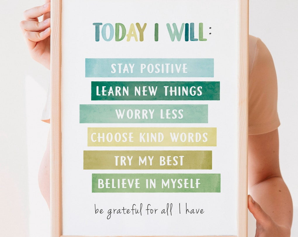 Today I Will Poster, Therapy Office Decor, Positive Affirmations ...