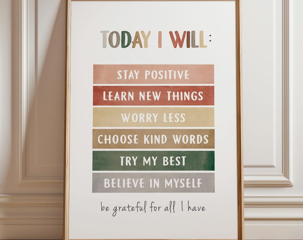 Today I Will Poster, Therapy Office Wall Decor, Motivational Poster ...