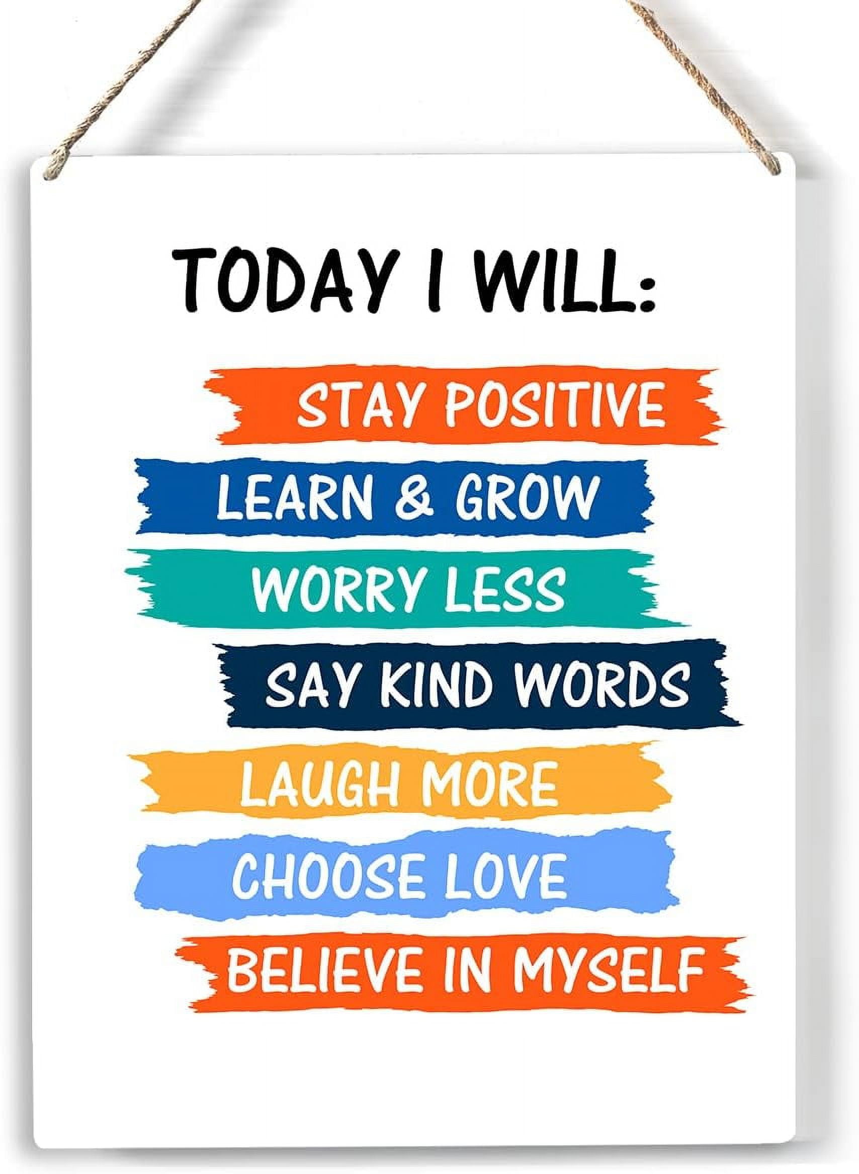 Today I will Stay Positive Wood Sign Kids Affirmation Wooden Signs ...