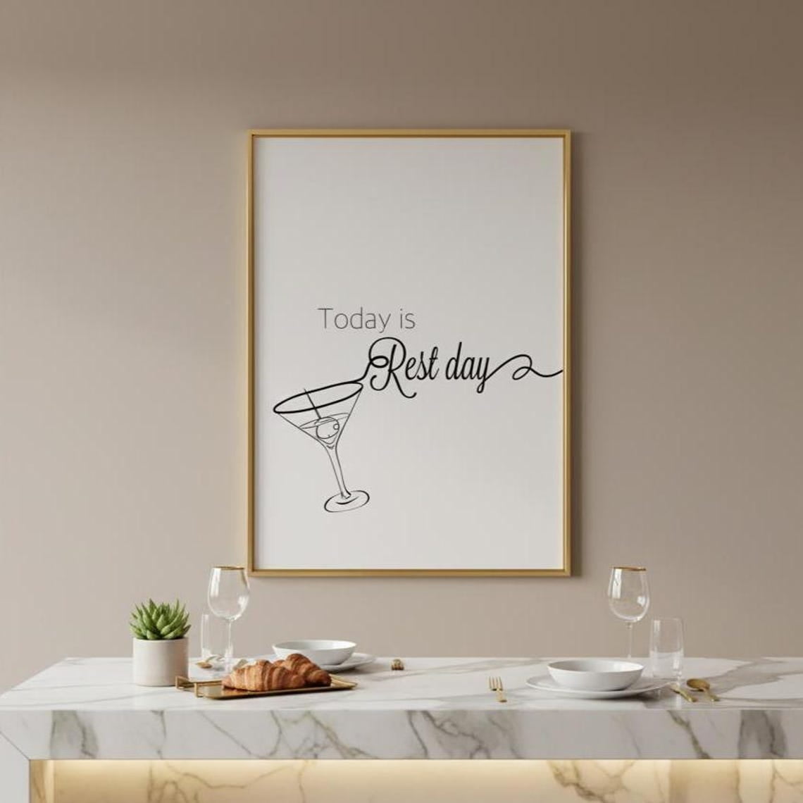 Today Is Rest Day - Gym Quote Kitchen, Breakfast Bar Wall Art, Print ...