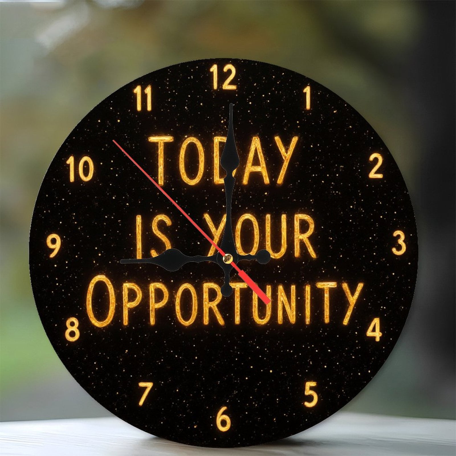 Today Is Your Opportunity Motivational Wall Clock 10-Inch Silent Wooden ...