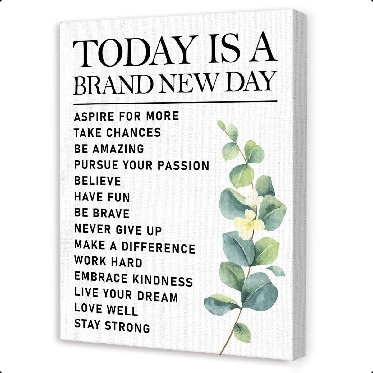Today Is a New Day Wall Art,Inspirational Quotes Wall Decor,Positive ...