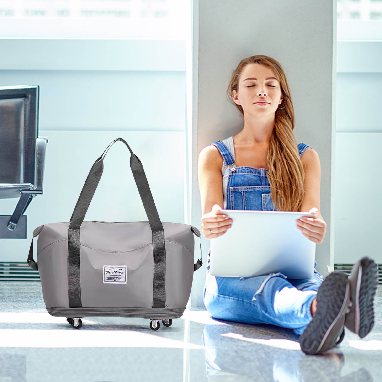 Today Only, Large Capacity Folding Luggage with Wheels, Travel Duffel ...