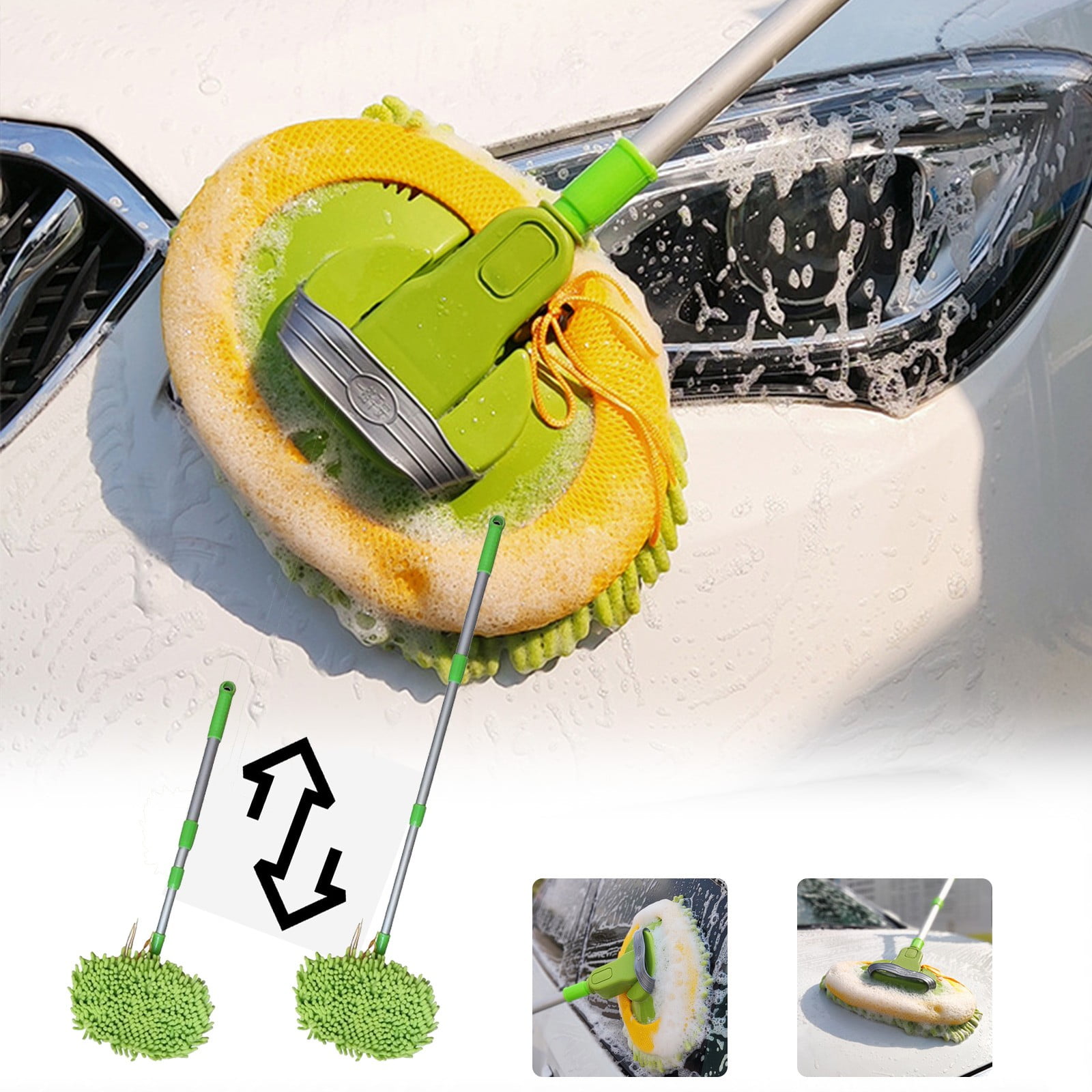 Angeler Car Wash Mop Telescopic Long Pole Soft Bristle Brush, Non-slip ...