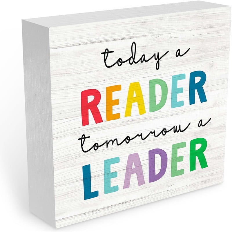 Today A Reader Tomorrow A Leader Wood Box Sign Desk Decor, Reading ...