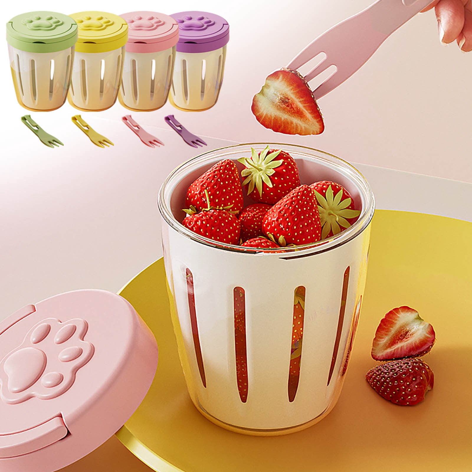 Todays Pick, Salad Fruit Breakfast Cup, Portable Picnic Bowl, Stainless ...