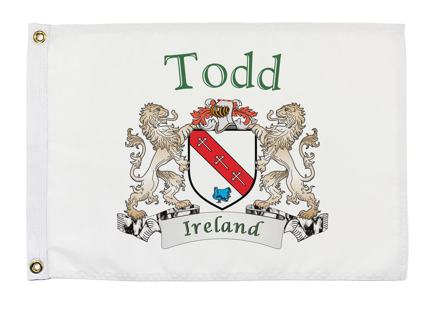 Todd Irish Coat of Arms Small White Flag - 16"x10.5" inches - Walmart.com