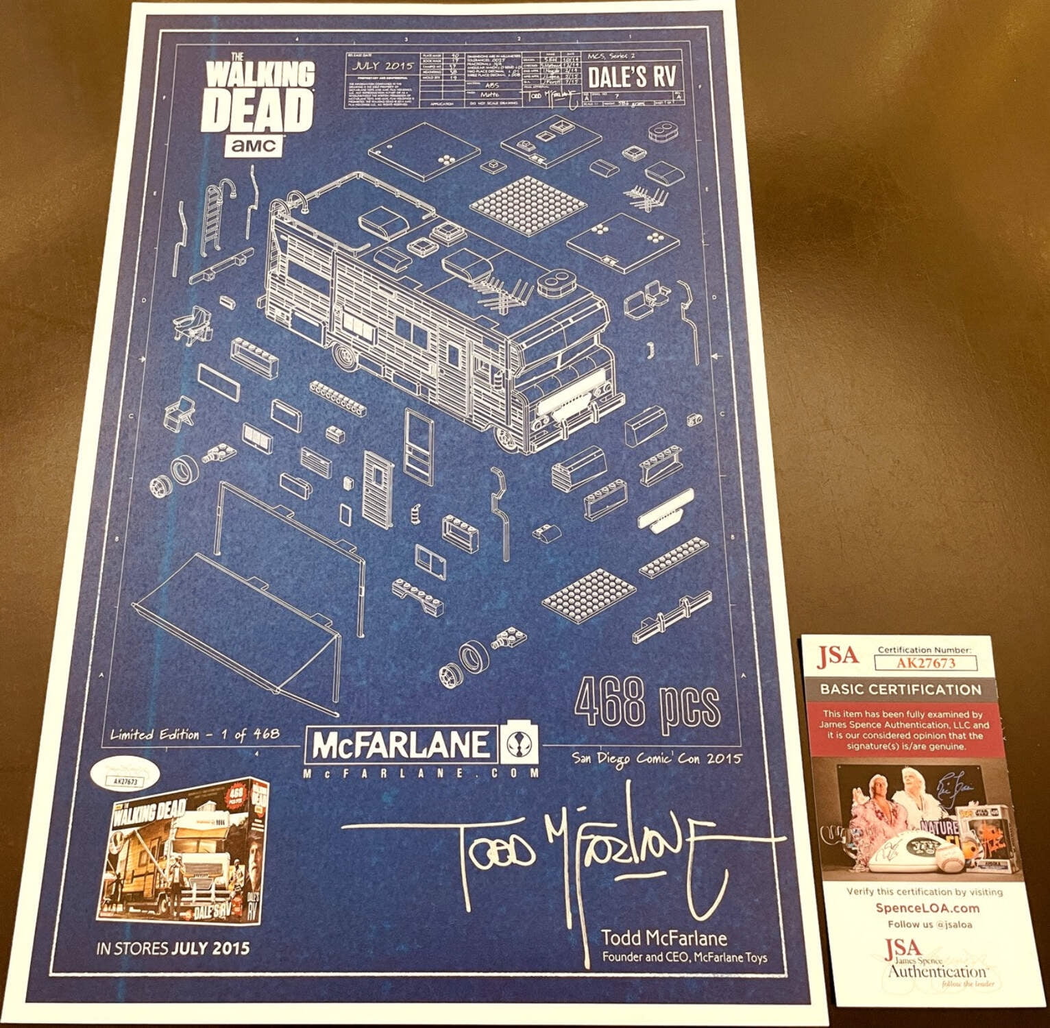Todd McFarlane autographed Walking Dead Dale's RV 2015 Comic-Con poster ...