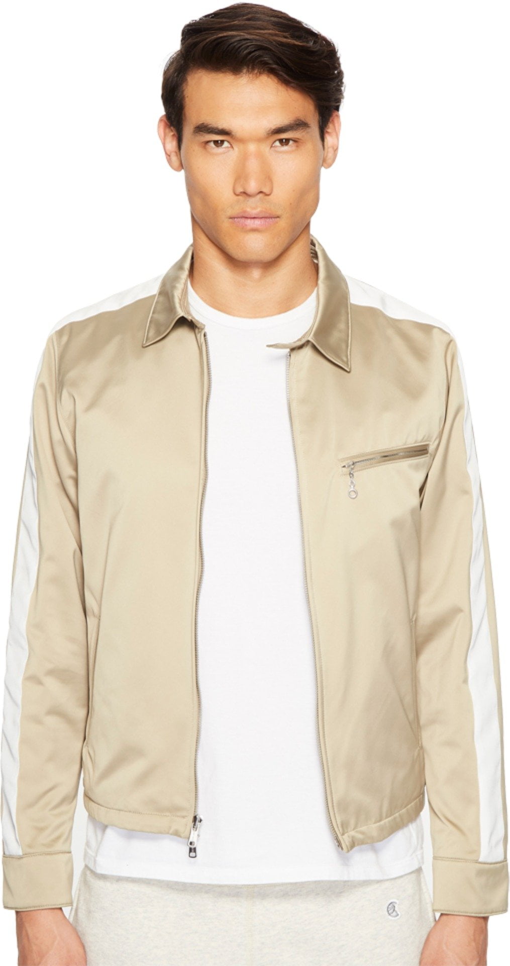 Todd Snyder Satin Jacket w/Contrast Stripe Beige LG - Walmart.com