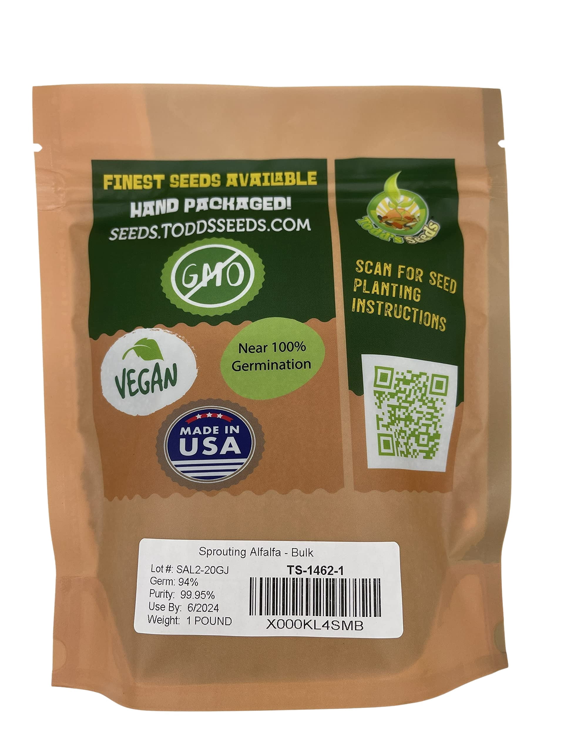 Todd’s Seeds - AJH3 Alfalfa Sprouting Seeds - Easy to Grow Bulk Alfalfa ...