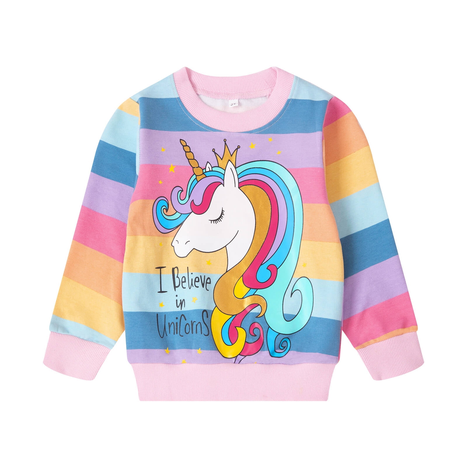 Toddle Girls Fall Sweatshirts Multicolor Casual Crewneck Unicorn Print ...