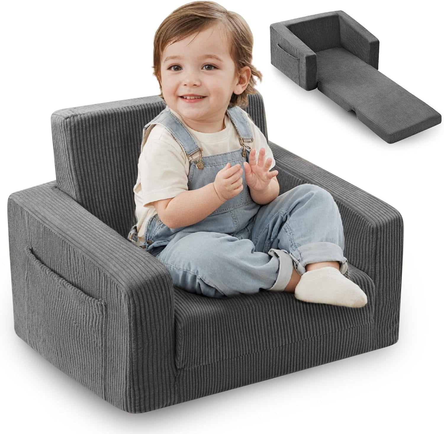 Toddle & Kids Chair,2-in-1 Soft Toddler Couches That Fold Out,Toddler ...