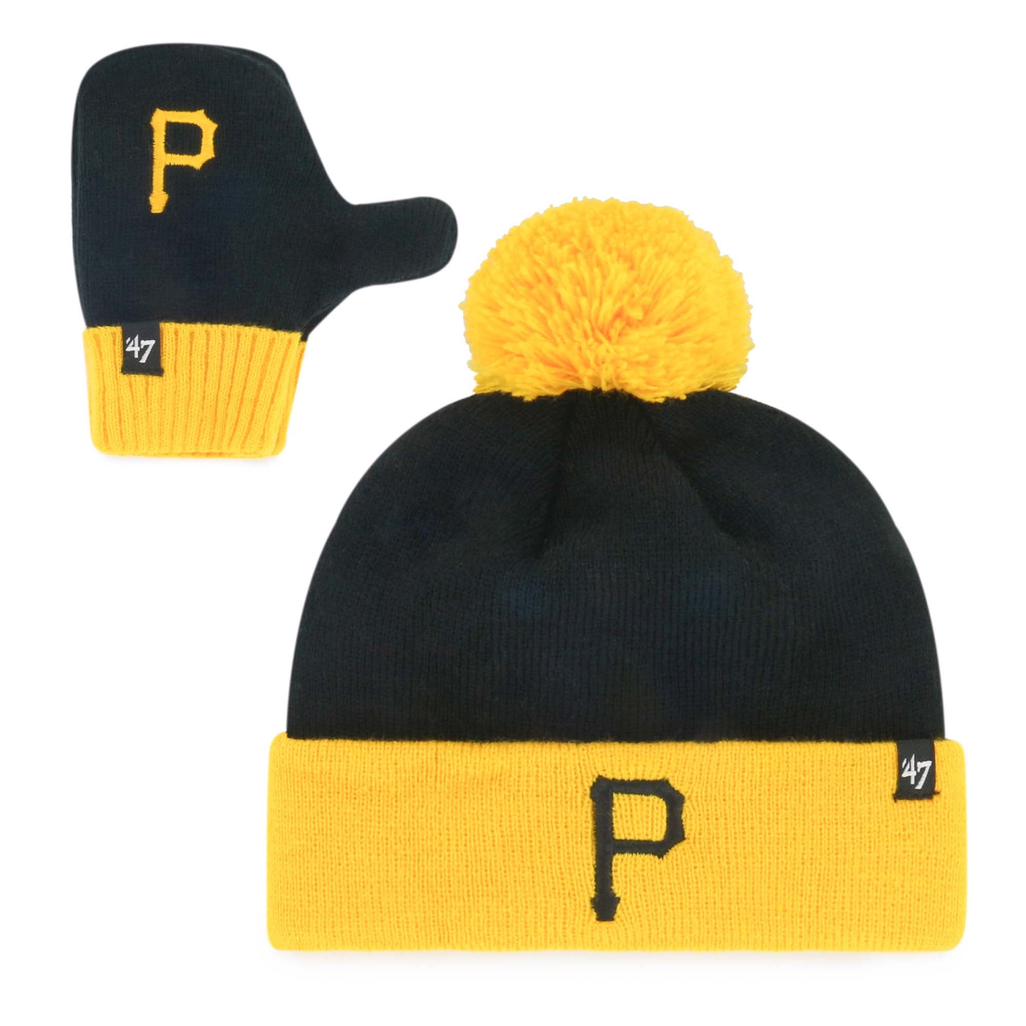 Toddler '47 Black Pittsburgh Pirates Bam Bam Cuffed Knit Hat with Pom ...