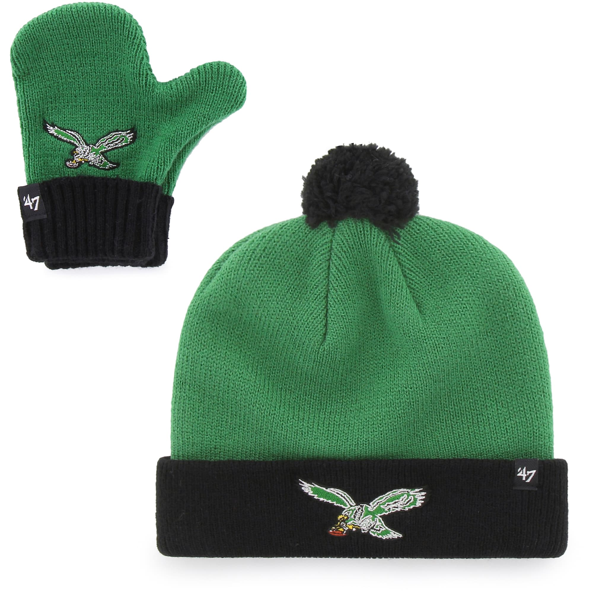 Toddler '47 Kelly Green/Black Philadelphia Eagles Bam Bam Cuffed Knit ...