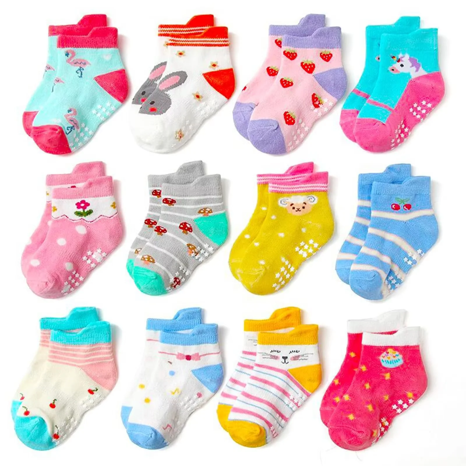 Toddler Ankle Socks With Grippers Non-Slip Low Cut Socks Kids Anti Slip ...