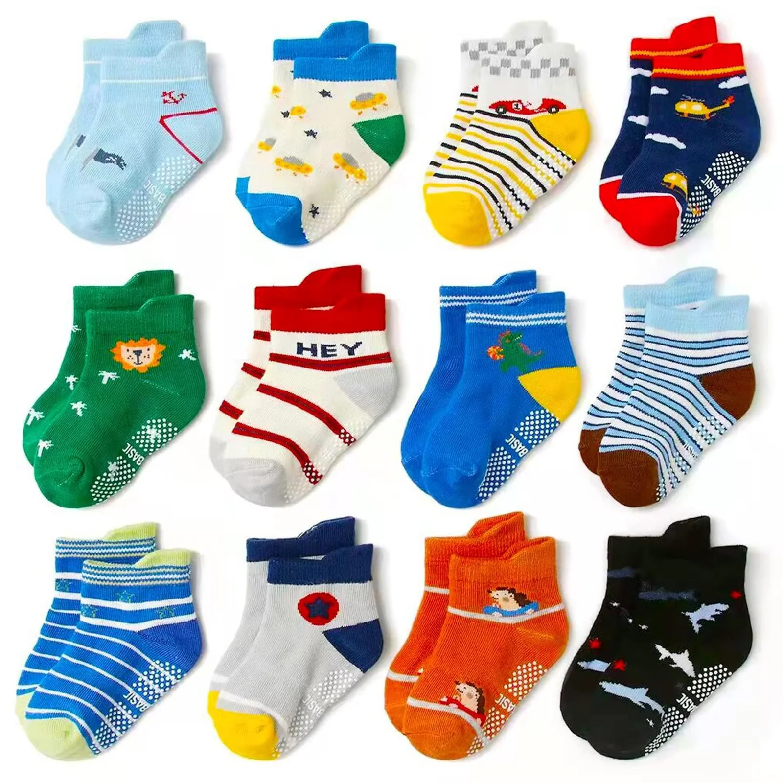 Toddler Ankle Socks With Grippers Non-Slip Low Cut Socks Kids Anti Slip ...