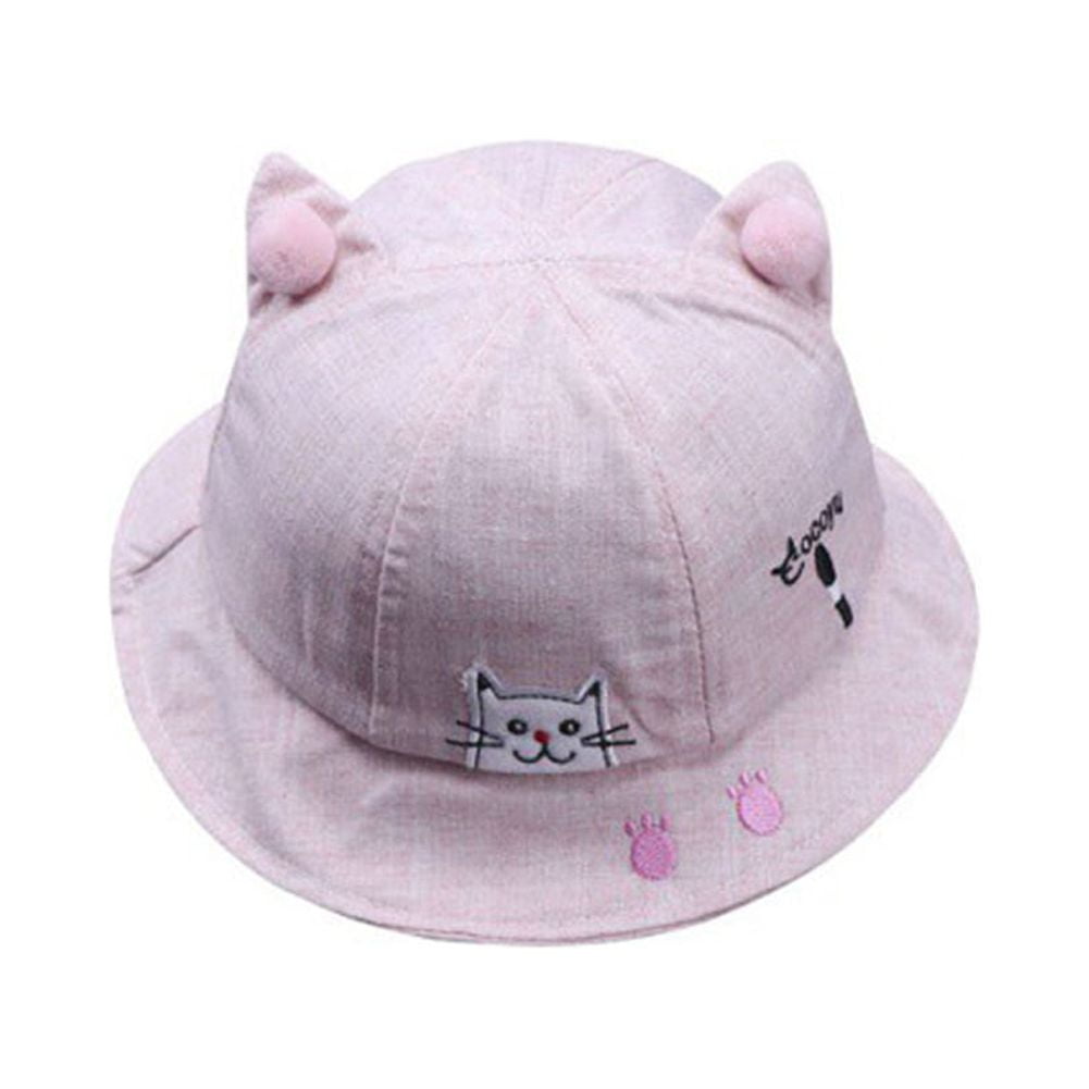 Toddler Baby Anti-UV Sun Hat Cat Ear Summer Cap for Girl Boys Bucket ...