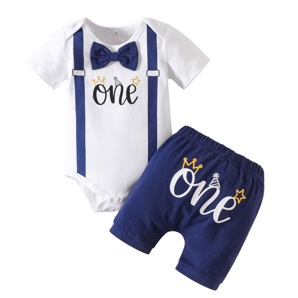Toddler Baby Boy Birthday Clothes Set Letter"One"Romper and Suspender ...