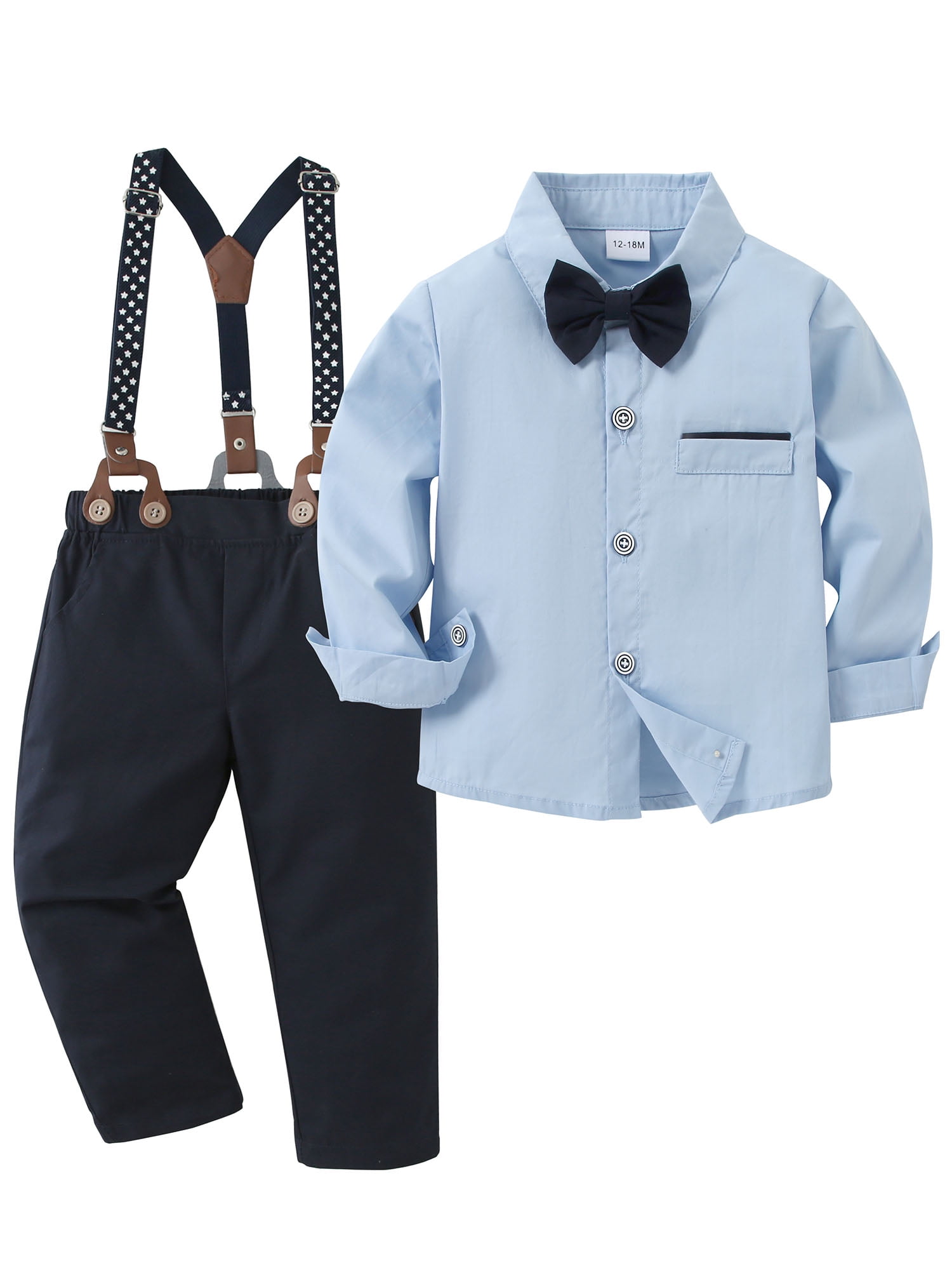 Toddler Baby Boy Clothes 1-5T Gentleman Suit Long Sleeves Shirt ...