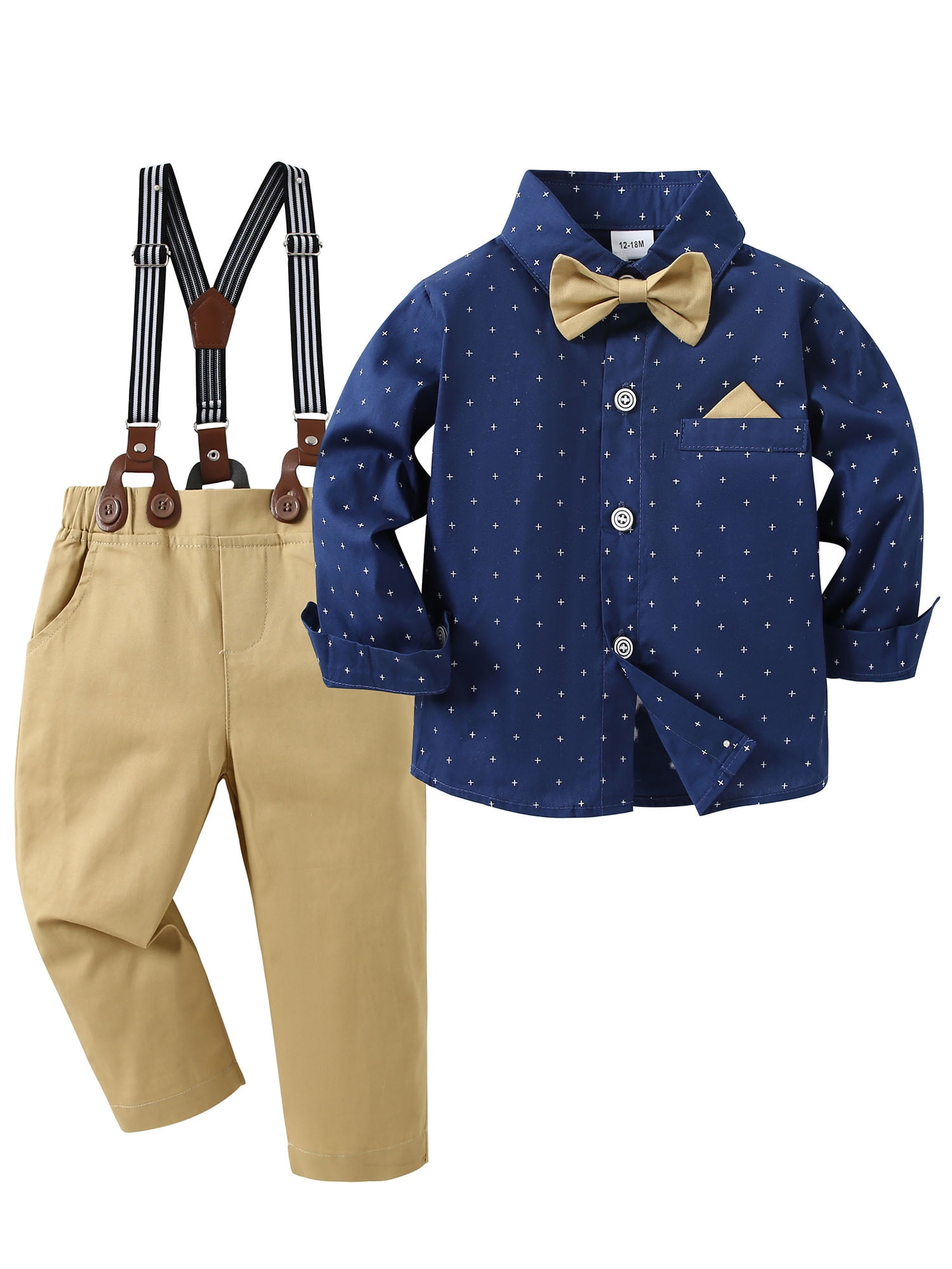 Toddler Baby Boy Clothes Suit 1-5T Wedding Outfits Formal Print Dress ...