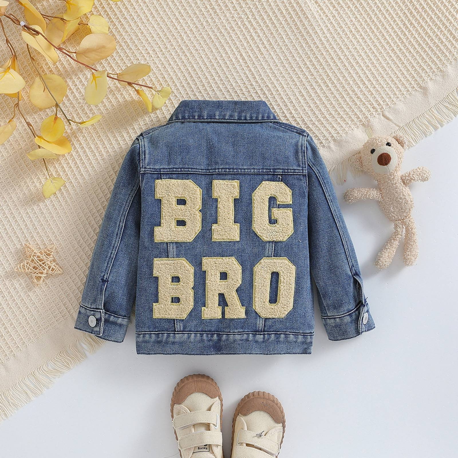 Toddler Baby Boy Denim Jackets Big Bro Letters Embroidery Matching ...