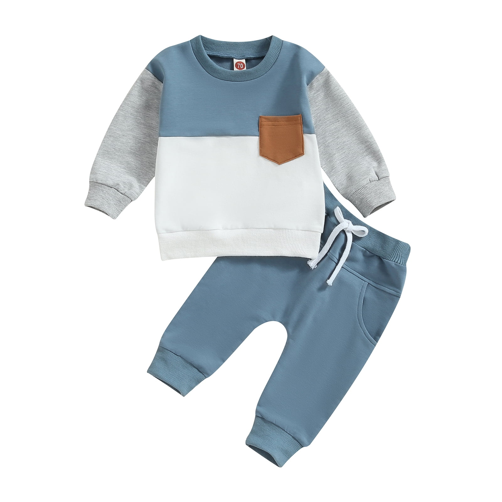 Toddler Baby Boy Fall Winter Clothes 6M 12M 18M 24M 3Y Color Block Long ...