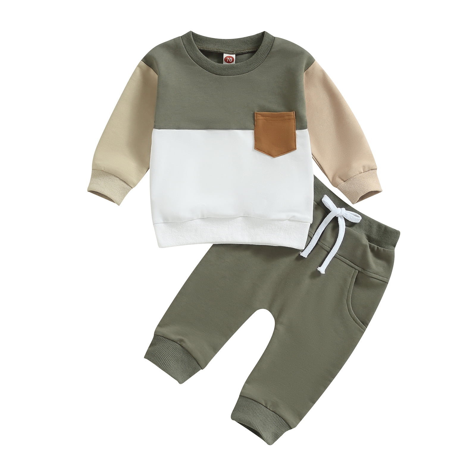 Toddler Baby Boy Fall Winter Clothes 6M 12M 18M 24M 3Y Color Block Long Sleeve Shirt Top and ...