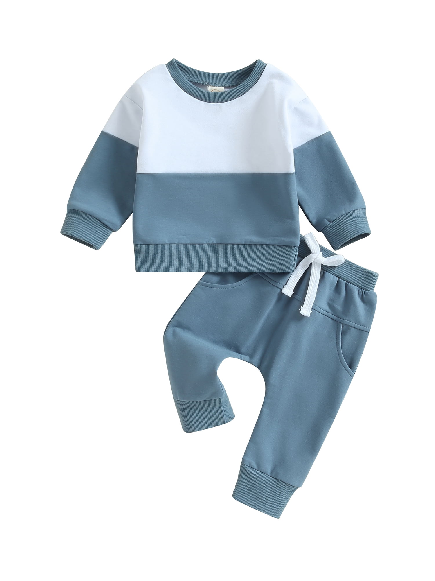 Toddler Baby Boy Fall Winter Clothes Color Block Long Sleeve Sweatshirt Pullover Tops + Joggers ...