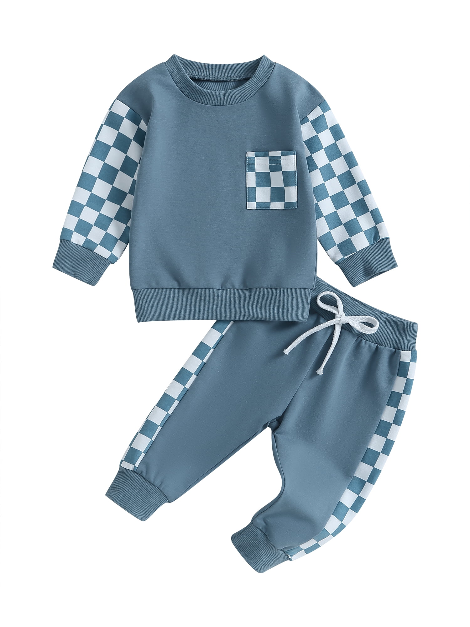 Toddler Baby Boy Fall Winter Outfits Checkerboard Long Sleeve ...