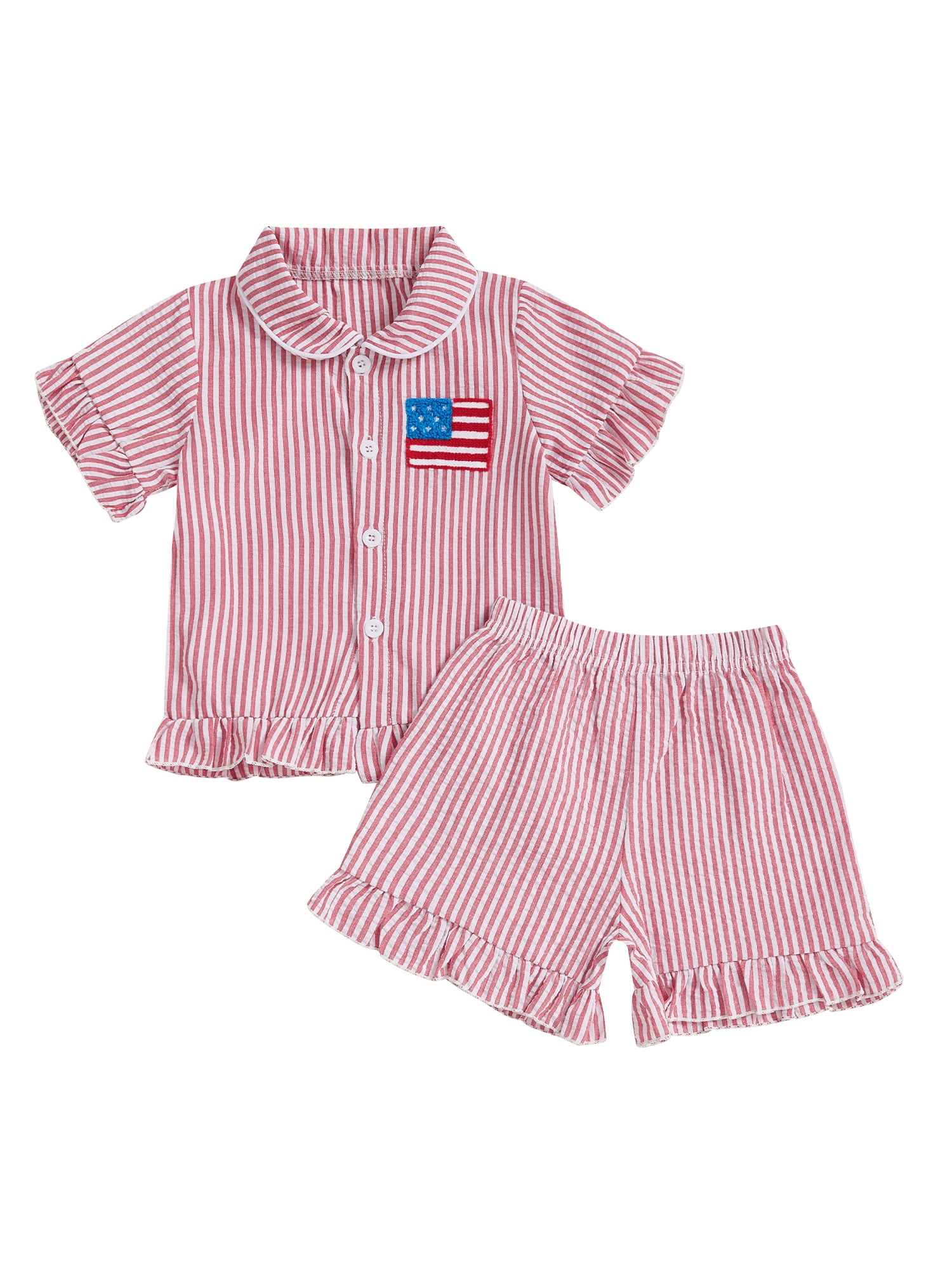 Toddler Baby Boy Girl 4th of July Pajamas Striped American Flag ...