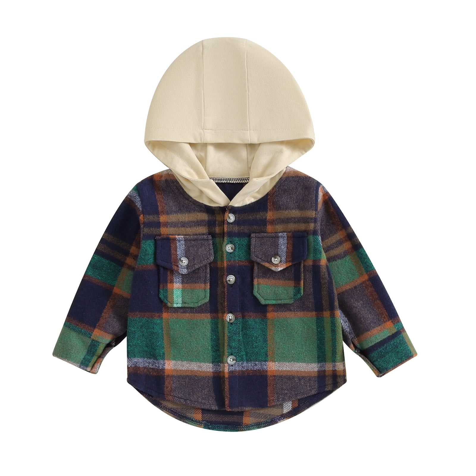Toddler Baby Boy Girl Fall Winter Clothes Flannel Hooded Plaid Shirt ...