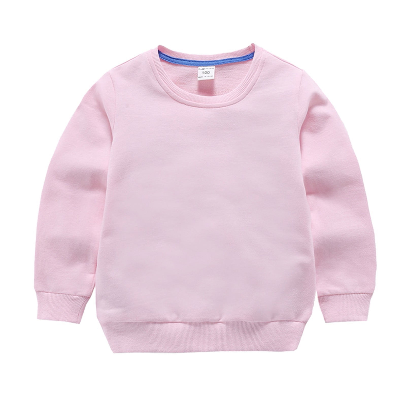 Toddler Baby Boy Girl Fleec𝐞 Pullover Sweatshirt Solid Color Crewneck Blouse Shirt Tops Warm ...