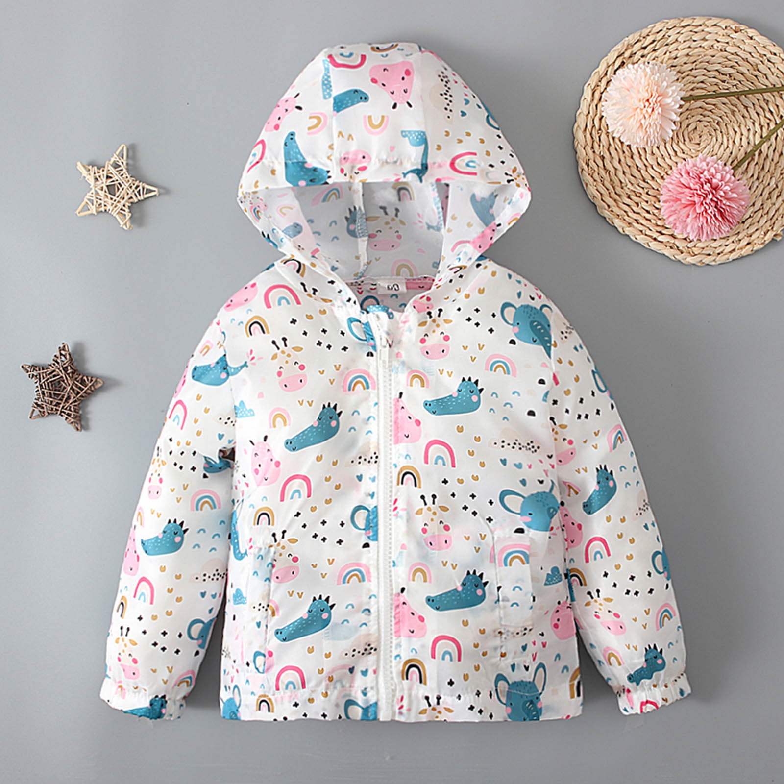 Toddler Baby Boy Girl Rain Jacket Cute Cartoon Raincoat Lightweight Waterproof Hoodie Coat Kids ...