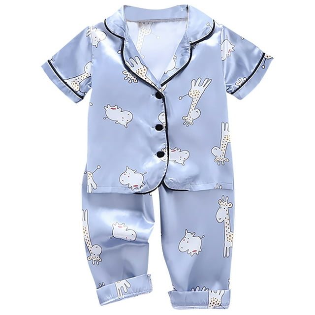Toddler Baby Boy Girl Silk Pajamas Pyjamas Satin Set Child Sleepwear ...