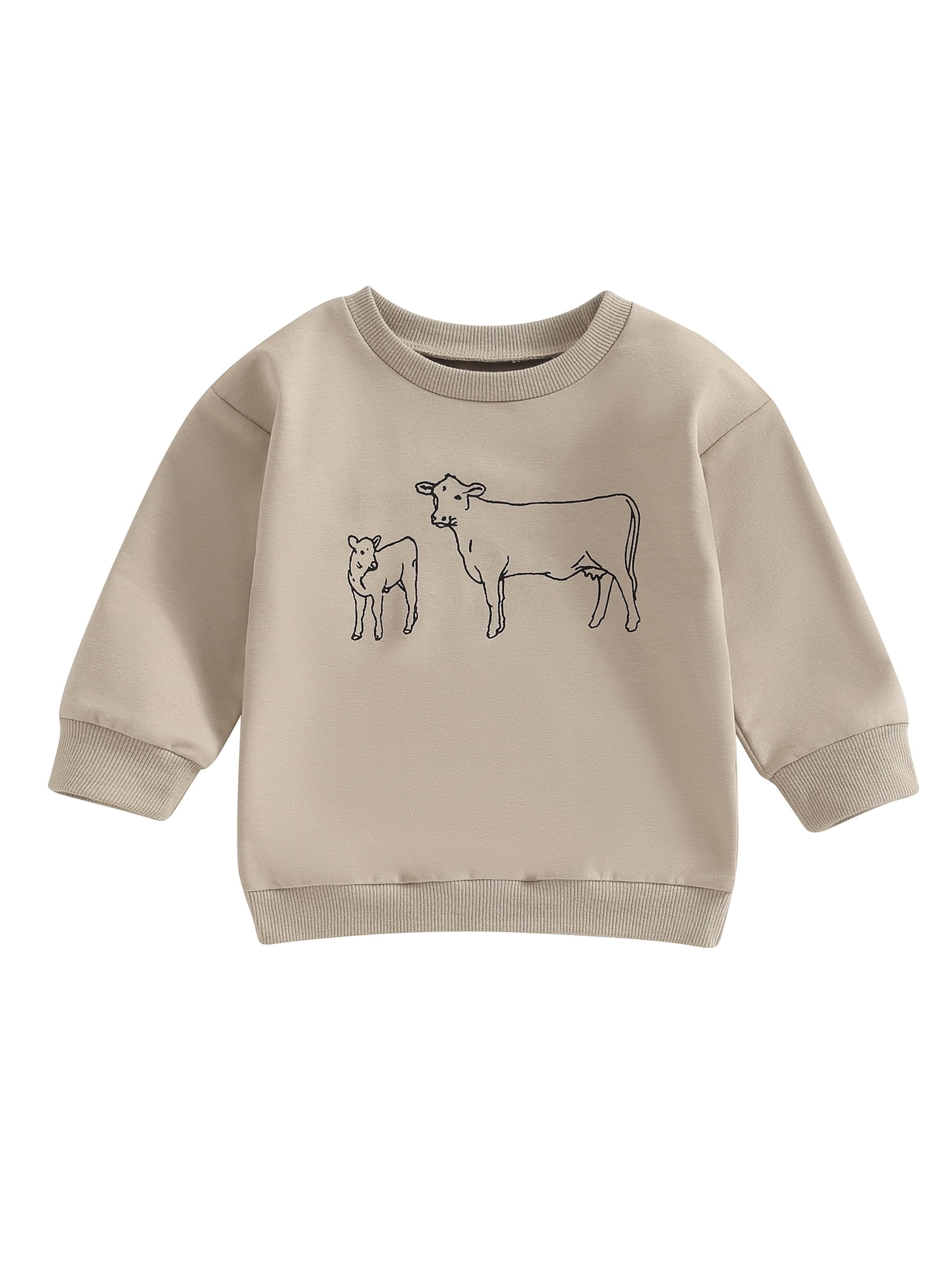 Toddler Baby Boy Girl Western Outfit Cow Print Long Sleeve Sweatshirt Bubble Pullover Fall ...