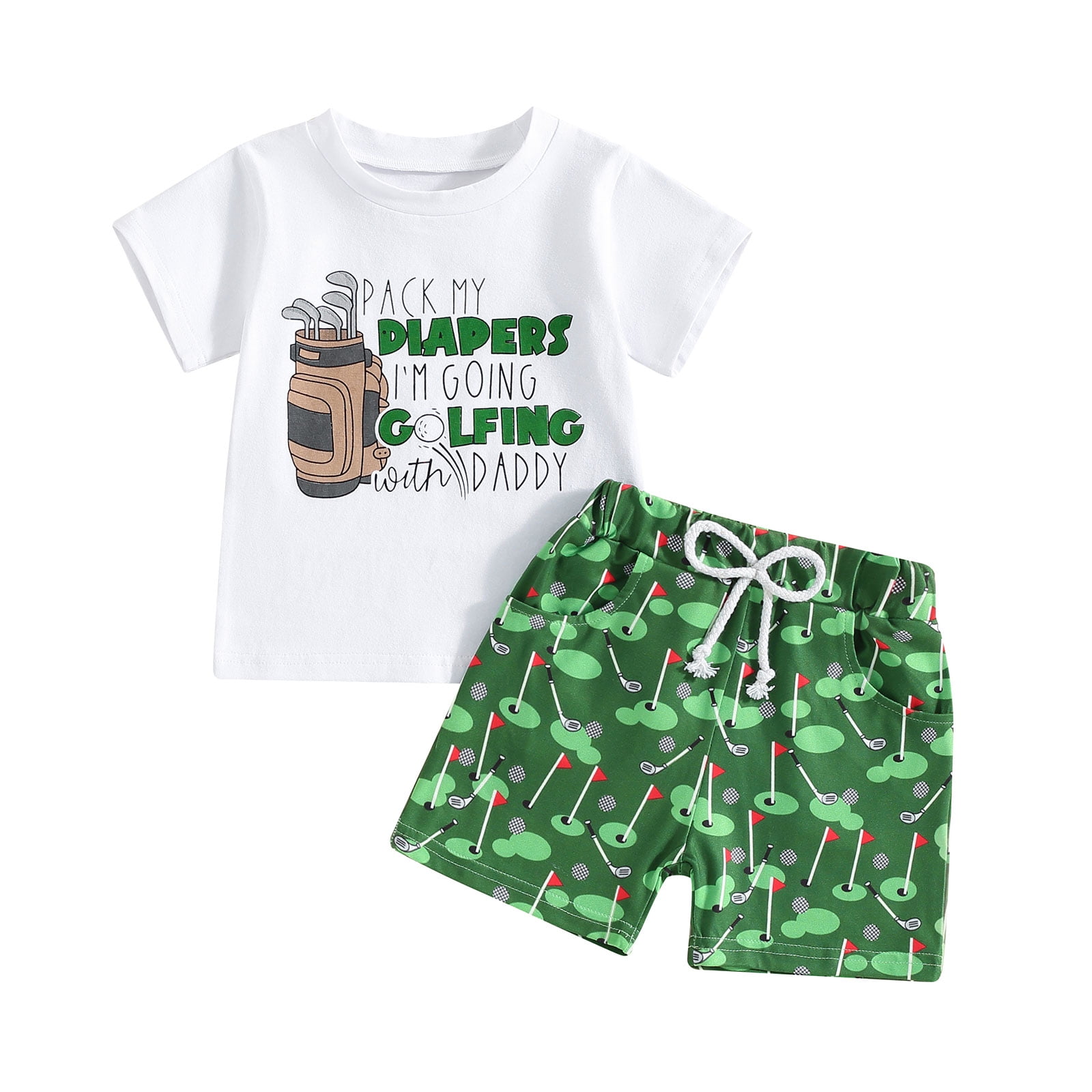 Toddler Baby Boy Golf Outfit Golfing with Daddy Short Sleeve T-Shirt ...