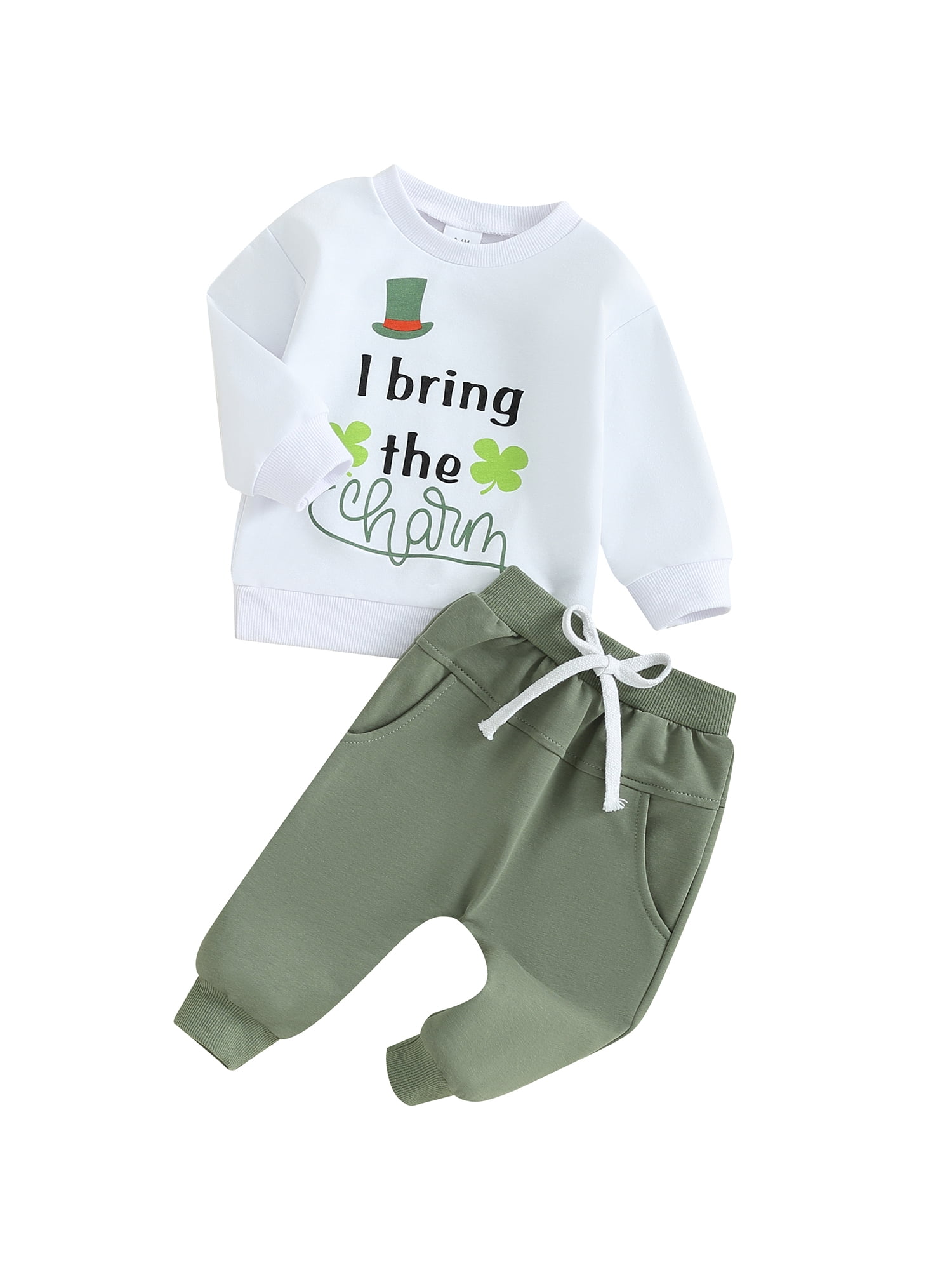 Toddler Baby Boy Irish Holiday Clothes 6 12 18 24 Months 2T 3T LetterShamrockHat Print Long ...