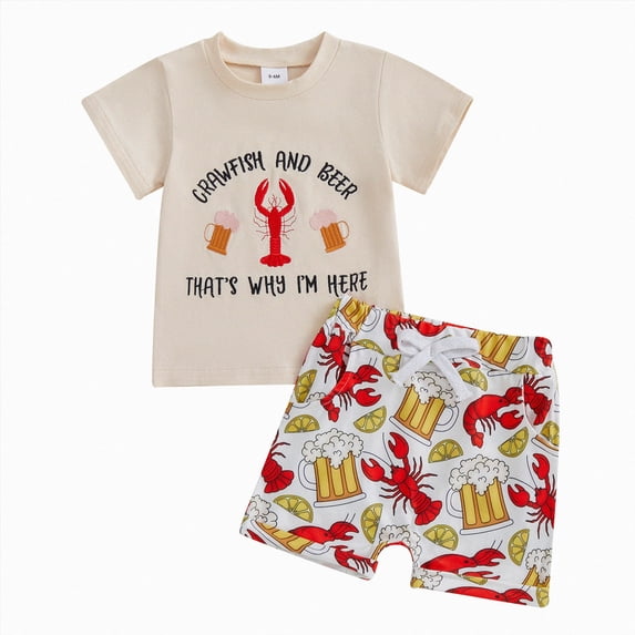 Toddler Baby Boy Lobster Clothes Infant Summer Outfit Set Crawfish ...