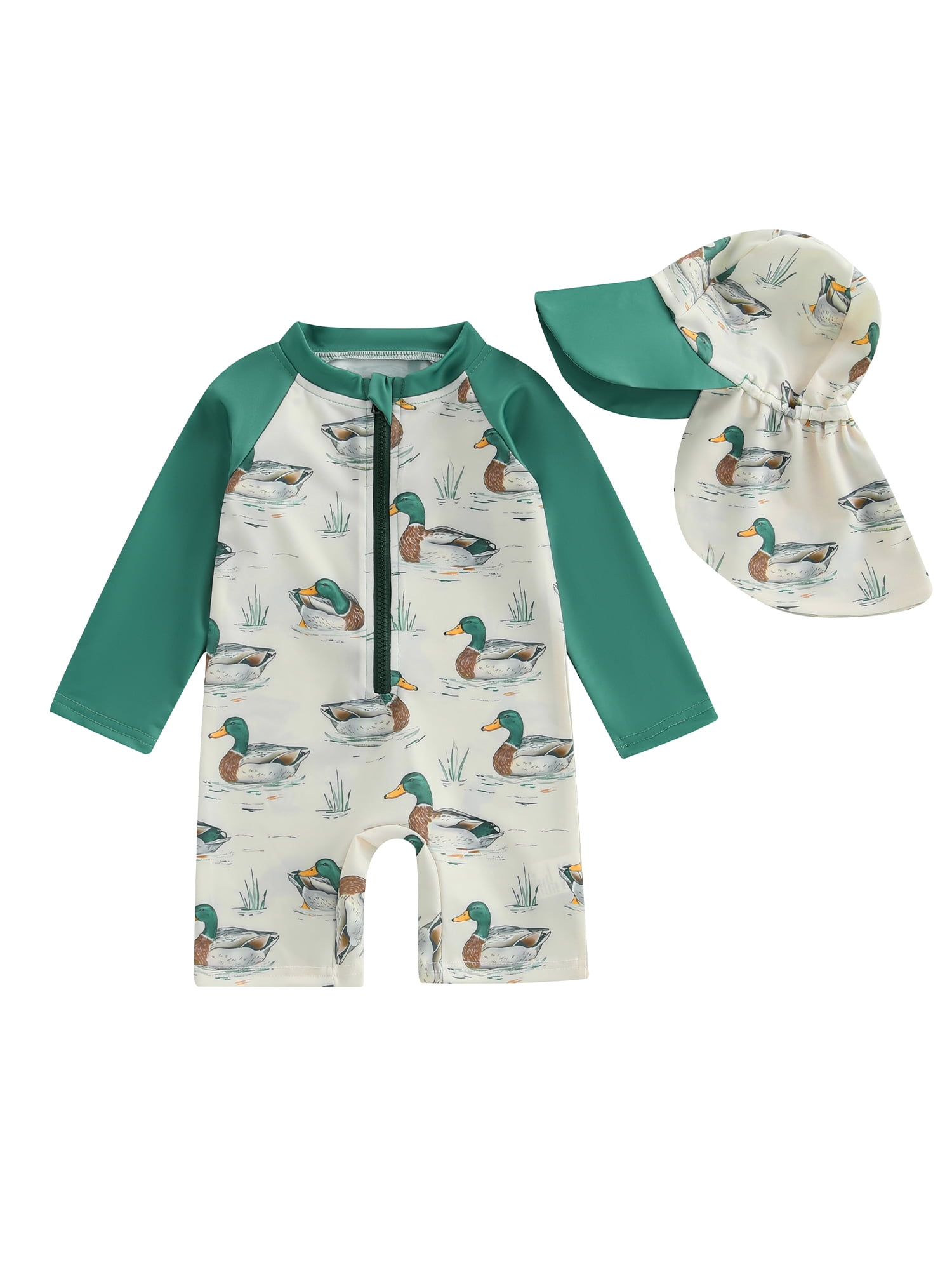 Toddler Baby Boy Mallard Duck Swimsuit Kids Rash Guard Long Sleeve ...