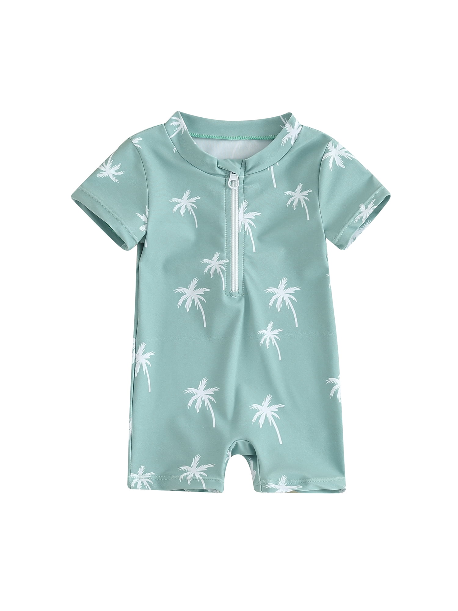 Toddler Baby Boy One Piece Swimsuit Infant Short Sleeve Zipper Bathing ...