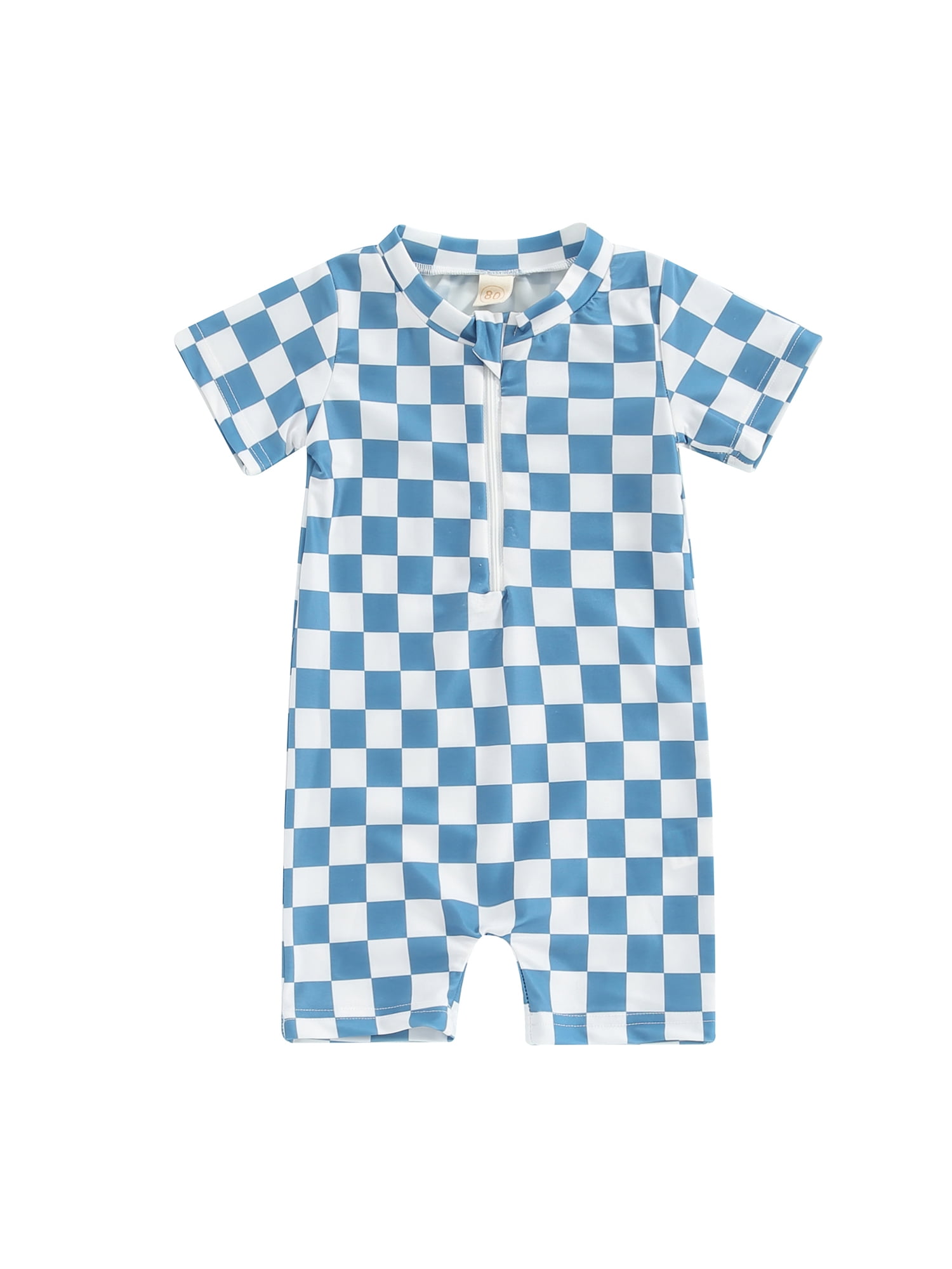 Toddler Baby Boy One Piece Swimsuit Infant Short Sleeve Zipper Bathing ...