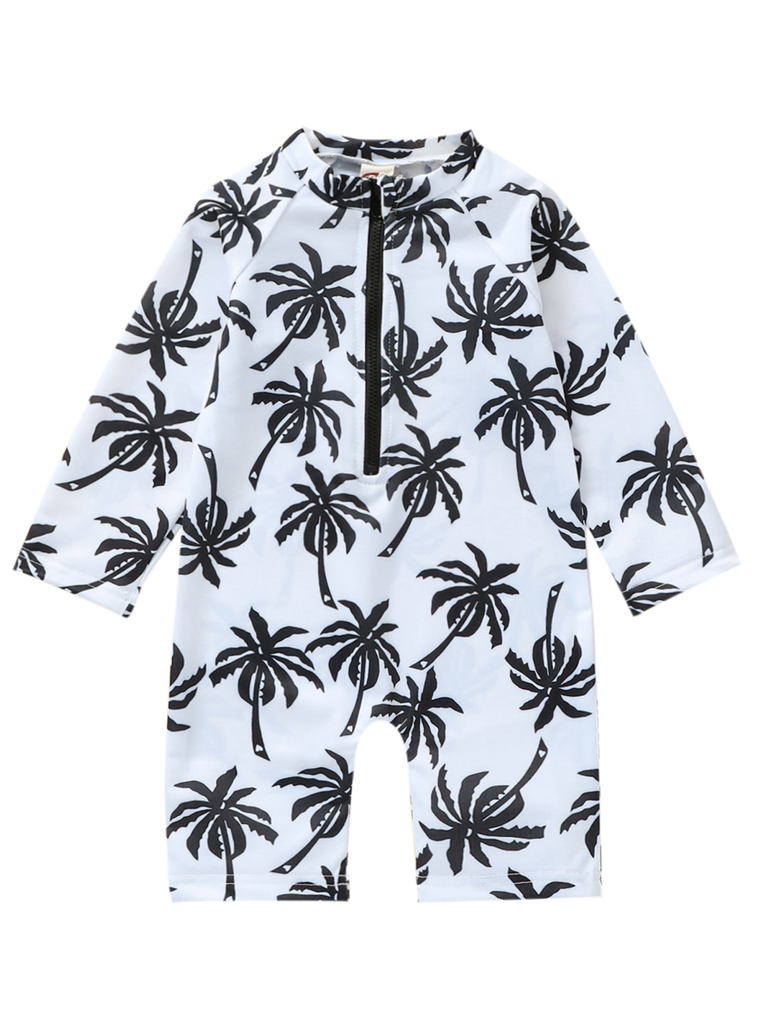 Toddler Baby Boy One Piece Swimsuit Kids Long Sleeve Zipper Bathing ...