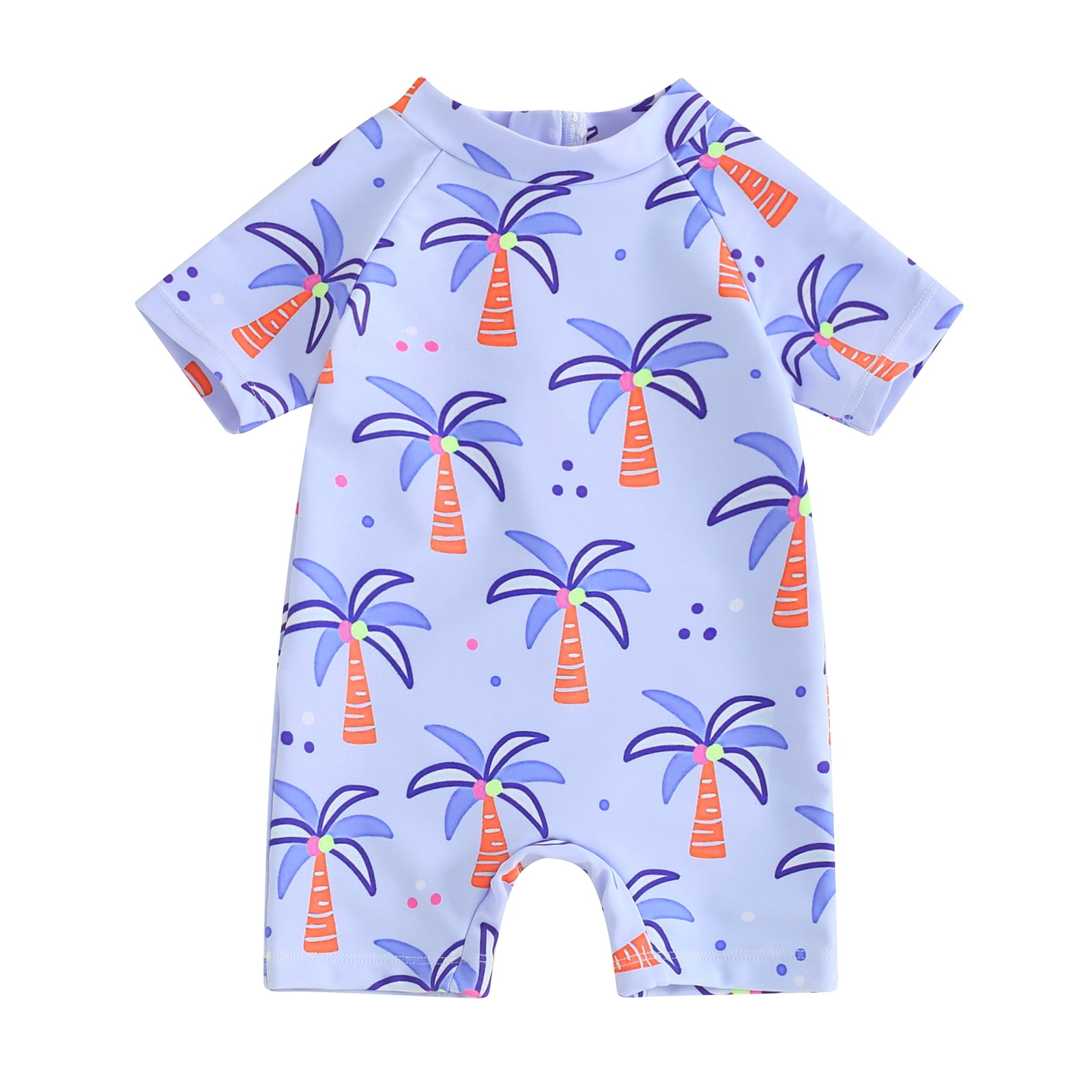 Toddler Baby Boy One Piece Swimsuit Infant Short Sleeve Zipper Bathing ...