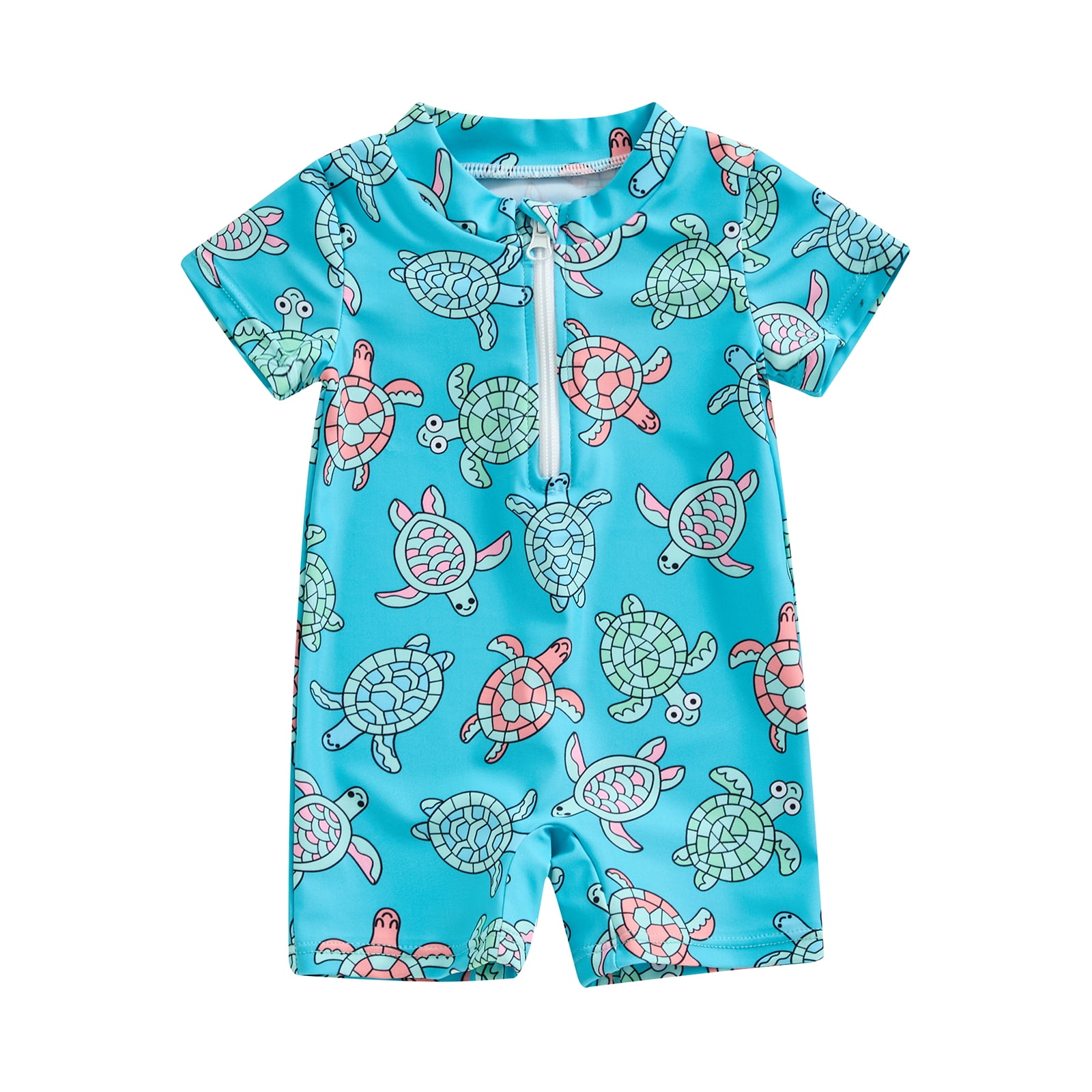 Toddler Baby Boy One Piece Swimsuit Short Sleeve Cartoon Print Zip Up ...