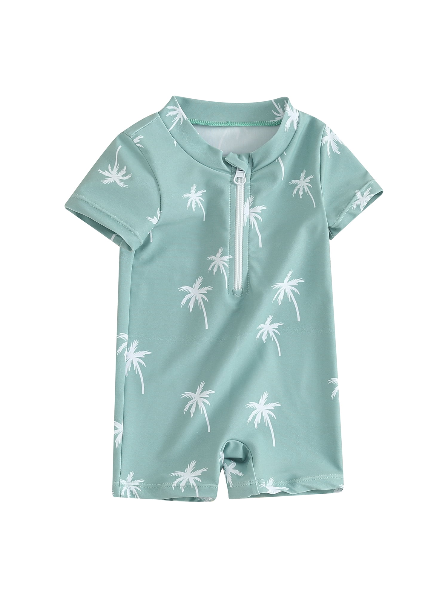 Toddler Baby Boy One Piece Swimsuit Short Sleeve Zipper Bathing Suit ...